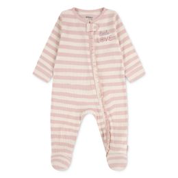 Strampler HUGGIES BABYWEAR "HUGG FOOTED COVERALL", Jungen, Gr. 4 (74), N-Gr, huggies peachskin, Jersey, Obermaterial: 100% Baumwolle, gestreift, Rundhals, B&uuml;ndchen, Overalls Strampler, in Ringeloptik