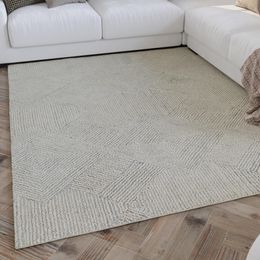 Teppich Wecon Home "Hamptons THIRTYTHREE", beige (elfenbein), B:300cm H:15mm L:400cm, Kunstfaser, Schurwolle, Teppiche, Teppich, L&auml;ufer, Fasermix, Kurzflor, Wohnzimmer, elegant, robust, geometrisch