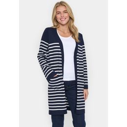 Strickjacke Saint Tropez "GrilaSZ Open Cardigan", Damen, Gr. M, baritone ice stripe, Strick, Obermaterial: 80% Viskose, 20% Polyacryl, gestreift, kniefrei, V-Ausschnitt, Strickjacken Strickjacke