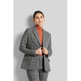 Kurzblazer Bugatti, Damen, Gr. 38, braun (grau), 63% Polyester, 34% Viskose, 3% Elasthan, kariert, normal, gerader Abschluss, Blazer Kurzblazer, mit Reverskragen