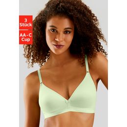 Bralette-BH Petite Fleur, Damen, Gr. 70, Cup AA, gr&uuml;n (2xwei&szlig;, 1xmint), Jersey, Obermaterial: 75% Baumwolle, 15% Elasthan, 10% Polyester, BHs Bralette-BH, ohne B&uuml;gel im Triangel-Schnitt