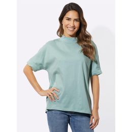 Stehkragenshirt Classic Basics "Kurzarm-Shirt", Damen, Gr. 52, gr&uuml;n (kalkmint), 100% Baumwolle, unifarben, Shirts Stehkragenshirt