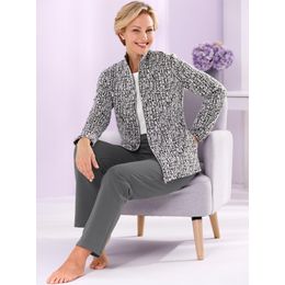 Hausanzug feel good, Damen, Gr. 18/19, lila (anthrazit, flieder, gemustert), 75% Polyester, 20% Viskose, 5% Elasthan, Hose:95% Baumwolle, 5% Elasthan, Homewear-Sets Hausanzug