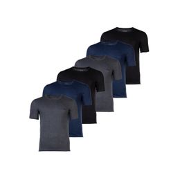 T-Shirt BOSS "T-Shirt T-Shirt RN 3P Classic 6er Pack", Damen, Gr. XL, bunt (blau, grau, schwarz), Obermaterial: 100% Baumwolle CO., Shirts T-Shirt