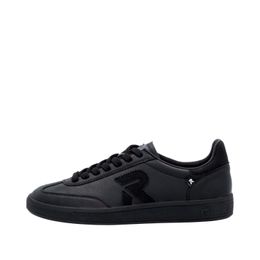 Sneaker RIEKER SPORT "San Diego Swing2GO", Damen, Gr. 42, schwarz (schwarz uni), Leder, unifarben, Schuhe Sneaker, Retro-Sneaker, Freizeitschuh, Halbschuh mit herausnehmbarem Fu&szlig;bett