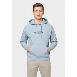 Jack & Jones Hoodie JACK & JONES "JCOPACER LOGO PRINT SWEAT HOOD", Herren, Gr. XS, subdued blau, Sweatware, Obermaterial: 70% Baumwolle, 30% Polyester, bedruckt, relaxed fit, Rippb&uuml;ndchen, Sweatshirts Hoodie