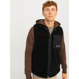 Jack & Jones Steppweste JACK & JONES "JORVESTERBRO TEDDY BODYWARMER AW24 NOOS", Herren, Gr. L, schwarz, Web, Fleece, Obermaterial: 100% Polyester, unifarben, Westen Steppweste