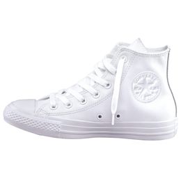 Sneaker Converse "Chuck Taylor All Star Hi Monocrome Leather", Herren, Gr. 41,5, wei&szlig;, Leder, Schuhe Sneaker