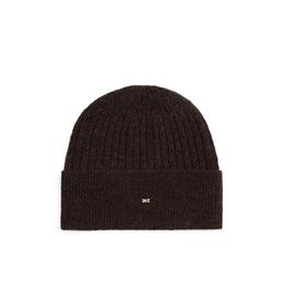 Beanie Tommy Hilfiger "TH CABLE ENAMEL FLAG BEANIE", Damen, legacy braun melange, Strick, Materialmix, unifarben, M&uuml;tzen Beanie, Regular fit