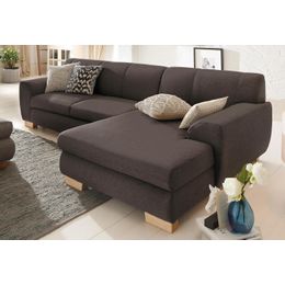 Ecksofa Home Affaire "Nika L-Form", braun, B:277cm H:84cm T:84cm, Struktur fein (100% Polyester);100% Polyester/ 85% Polyester+15% Polyacryl Melrose/Struktur, Sofas, Ecksofa, Polsterecke, Struktur fein oder Melrose/Struktur, mit Bettfunktion