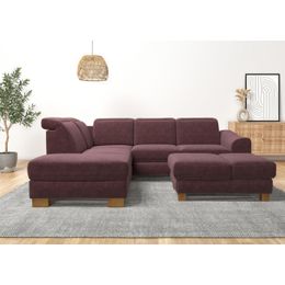 Ecksofa Home Affaire "Dundee L-Form", lila (flieder), B:263cm H:86cm T:219cm, Flachgewebe 100% Polyester, Sofas, Ecksofa, wahlweise mit Kopfteilverstellung und zus&auml;tzlich mit Bettfunktion
