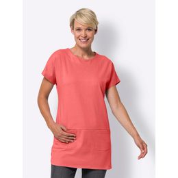 Longshirt Classic Basics "Longshirt", Damen, Gr. 44, orange (koralle), 100% Baumwolle, unifarben, Rundhals, Shirts Longshirt