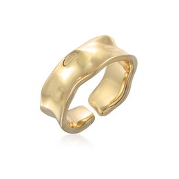 Silberring Elli "Ring Bandring Offen Struktur f&uuml;r Damen" Gr. 52, gold, Fingerringe, Damen, 52, Messing, Silberring