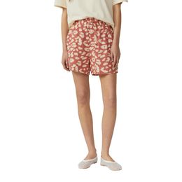 Shorts QS, Damen, Gr. 44, N-Gr, beige (apricot ecru), Web, Obermaterial: 100% Baumwolle, bedruckt, kurz, Hosen Shorts, Sommerhose aus Musselin mit All-Over-Muster