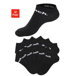 Sportsocken Bench., Damen, Gr. 39-42, schwarz (12x schwarz), Baumwollmischung, unifarben, elastisch, Socken Sportsocken, Sneakersocken mit klassischem Logoschriftzug, Topseller
