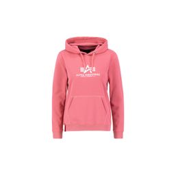 Hoodie Alpha Industries "New Basic Hoodie BL W", Damen, Gr. XS, rot (coral rot), Obermaterial: 80% Baumwolle, 20% Polyester, regular fit, Sweatshirts Hoodie