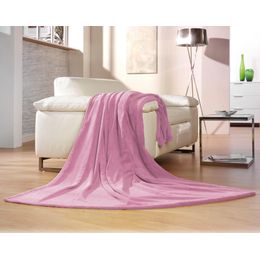 G&ouml;zze Wohndecke G&Ouml;ZZE "Memphis", rosa (altrosa), B:220cm L:240cm, Polyester, Wohndecken, Wohndecke, in tollen Unifarben, Kuscheldecke