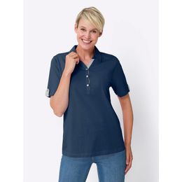 Poloshirt Classic Basics "Poloshirt", Damen, Gr. 50, blau (dunkelblau), 100% Baumwolle, unifarben, Shirts Poloshirt