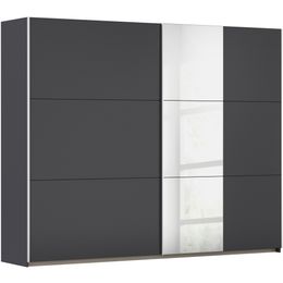 Schwebet&uuml;renschrank Rauch "Kleiderschrank Dreht&uuml;renschrank Schrank Garderobe KRONACH TOPSELLER", grau (graumetallic, griffleisten alu, 1 spiegel), B:261cm H:210cm T:59cm, Holzwerkstoff, Schr&auml;nke, Schwebet&uuml;renschrank, optional ohne, mit 1 oder 2 Spiegel, viel Stauraum MADE IN GERMANY