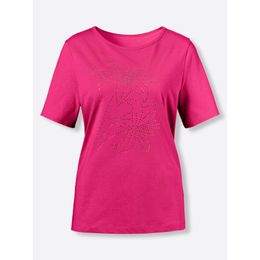 Kurzarmshirt Classic Basics "Shirt", Damen, Gr. 48, pink, 100% Baumwolle, gebl&uuml;mt, gemustert, unifarben, Rundhals, Shirts Kurzarmshirt