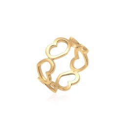 Silberring Elli "Ring Bandring Herzen Symbol Cut-Out Trend 925er Silber" Gr. 52, gold, Fingerringe, Damen, 52, Silber 925 (Sterlingsilber), Silberring
