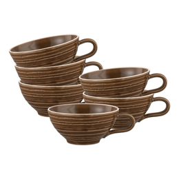 Tasse Seltmann Weiden "Teetassen Terra 140 ml 6er Set", braun (moosgr&uuml;n), 6 tlg., Porzellan, Trinkgef&auml;&szlig;e, Tasse