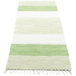 Teppich Theko "Stripe Cotton, handgewebt" Gr. 12, gr&uuml;n, B:70cm H:5mm L:250cm, Baumwolle, Teppiche, Teppich, Flachgewebe, gestreift, reine Baumwolle, mit Fransen, auch als L&auml;ufer