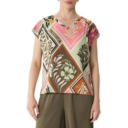 Shirtbluse comma, Damen, Gr. 38, lila (lila, pink), Obermaterial: 100% Viskose, bedruckt, regular fit taillenbedeckt, V-Ausschnitt, Blusen Shirtbluse, mit All-Over Print