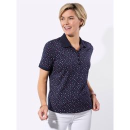 Poloshirt Classic Basics "Poloshirt", Damen, Gr. 52, marine, fuchsia, getupft, 100% Baumwolle, gemustert, gepunktet, Shirts Poloshirt
