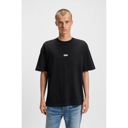 T-Shirt HUGO BLUE "Nalono", Herren, Gr. XXL, schwarz (schwarz005), Single Jersey, Obermaterial: 100% Baumwolle, Rundhals, eingesetzt normaler Saum, Shirts T-Shirt, mit Logodruck, Oversized Look mit Backprint
