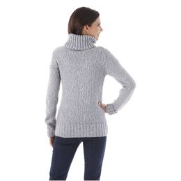 Rollkragenpullover Aniston CASUAL, Damen, Gr. 46, grau (grau, meliert), Grobstrick, Obermaterial: 100% Polyacryl, meliert, figurbetont h&uuml;ftbedeckend, breiter Bund, Pullover Rollkragenpullover
