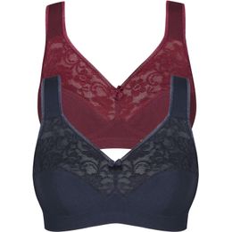B&uuml;gelloser BH SuSa "Basic", Damen, Gr. 80, Cup D, rubyrot, twilight, Spitze, Obermaterial: 76% Baumwolle, 18% Polyamid, 6% Elasthan, Basic, BHs B&uuml;gelloser BH, Spitze, gen&auml;hte Cups, Baumwollmix, elastisch, BH-Set
