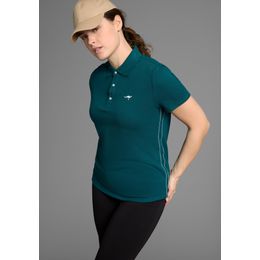 Poloshirt Kangaroos, Damen, Gr. 40/42, blau (petrol), Obermaterial: 100% Baumwolle, figurumspielend, Shirts Poloshirt, Kurzarm, unifarben, Polokragen, aus Baumwolle, gro&szlig;e Gr&ouml;&szlig;en, Topseller