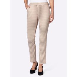 Schlupfhose Classic Basics, Damen, Gr. 25, Kurzgr&ouml;&szlig;en, beige (beige, ecru, kariert), 98% Polyester, 2% Elasthan, Hosen Schlupfhose