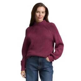Strickpullover Tom Tailor, Damen, Gr. L, rot rib structure, Rippstrick, Obermaterial: 65% Baumwolle, 30% Polyamid, 5% Wolle, Strukturmuster, loose fit taillenbedeckt, ohne Ausschnitt, Rippb&uuml;ndchen, Pullover Strickpullover, mit Rippstruktur