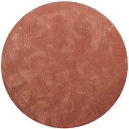 Teppich HOMIE LIVING "Pisa", braun (cognac), H:25mm &Oslash;:120cm, Polyester, Teppiche, Teppich, Hochflor, Microfaser, uni, weich, Shaggy, Wohnzimmer, Schlafzimmer