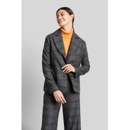 Kurzblazer Bugatti, Damen, Gr. 40, grau (dunkelgrau), 63% Polyester, 34% Viskose, 3% Elasthan, kariert, normal, gerader Abschluss, Blazer Kurzblazer, mit viel Bewegungsfreiheit