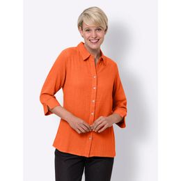 Hemdbluse Classic Basics, Damen, Gr. 46, orange, 100% Baumwolle, unifarben, Blusen Hemdbluse