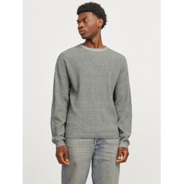 Jack & Jones Strickpullover JACK & JONES "JJWALTER KNIT RELAXED CREW NECK", Herren, Gr. S, gr&uuml;n (agave gr&uuml;n detail:with wei&szlig;), Strick, Obermaterial: 50% Baumwolle, 50% Polyester, unifarben, relaxed fit, Rundhals, Pullover Strickpullover