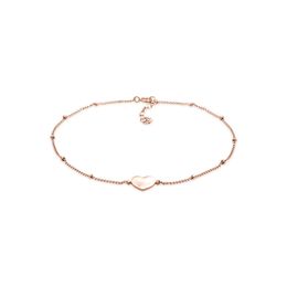 Fu&szlig;kette Elli "Fu&szlig;schmuck Herzchen Kugelkette Verspielt Sommer 925 Silber" Gr. 22, rosa (rosegold), Fu&szlig;ketten, Damen, Silber 925 (Sterlingsilber), Fu&szlig;kette