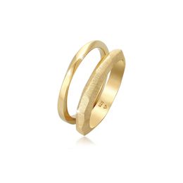 Ring-Set Elli Premium "Ring Bandring Basic Gedreht Struktur (2 tlg) 925 Silber" Gr. 58, gold, Fingerringe, Damen, 58, ohne Stein, Silber 925 (Sterlingsilber), Ring-Set