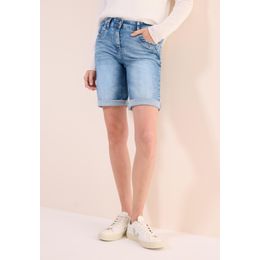 Shorts Cecil "Style Scarlett", Damen, Gr. 33, N-Gr, blau (authentic used wash), Web, Obermaterial: 78% Baumwolle, 20% Polyester, 2% Elasthan, unifarben, slim fit kniefrei, Hosen Shorts, Sommerhose, Jeans, im 5-Pocket-Stil