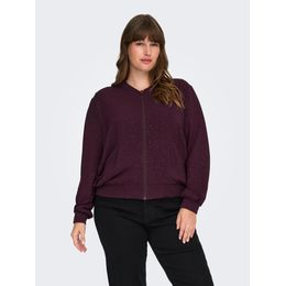 Blouson Only CARMAKOMA "CARJOSEE METTA LIFE LS BOMBER WVN", Damen, Gr. 54, winetasting aop:silber foil details, Web, Obermaterial: 100% Polyester, bedruckt, Rippb&uuml;ndchen, Jacken Blouson, mit Glitzer Effekt