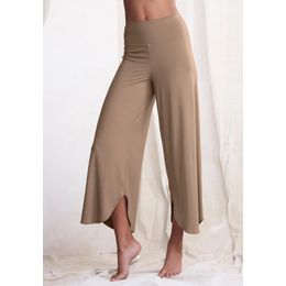 Culotte Lascana, Damen, Gr. 48/50, N-Gr, blau (taupe), Obermaterial: 93% Polyester, 7% Elasthan, Basic, Hosen Culotte, mit gerundetem Beinsaum in weich flie&szlig;ender Qualit&auml;t