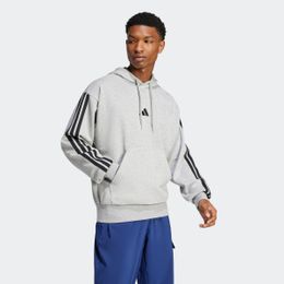 Kapuzensweatshirt adidas Sportswear "M 3S FT HD", Herren, Gr. S, grau (medium grau heather, schwarz), Obermaterial: 55% Baumwolle, 36% Polyester, 9% Viskose, Sweatshirts Kapuzensweatshirt