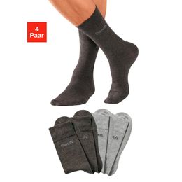 Basicsocken Bench., Herren, Gr. 43-46, schwarz (2x anthrazit, meliert, 2x grau, meliert), Baumwollmischung, meliert, unifarben, elastisch, Socken Basicsocken, in angenehm weicher Markenqualit&auml;t