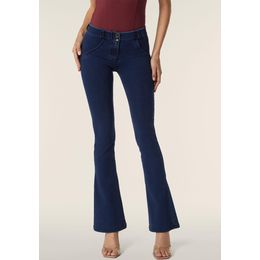 Leggings Freddy "WRUP MINI-FLARE REGULAR", Damen, Gr. S (36), N-Gr, blau (dunkelblau &ndash; seams on tone), Denim/Jeans, Obermaterial: 84% Baumwolle, 16% Elasthan, unifarben, skinny fit lang, Hosen Leggings, mit Lifting & Shaping Effekt, skinny fit