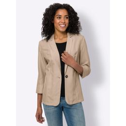 Jackenblazer Classic Basics "Blazer", Damen, Gr. 40, beige, 100% Polyester, Blazer Jackenblazer