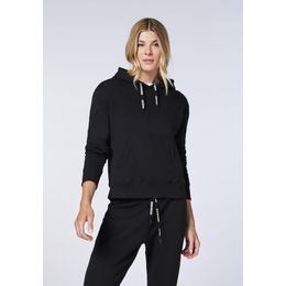 Kapuzensweatshirt Chiemsee, Damen, Gr. L (40), schwarz (schwarz beauty), 60% Baumwolle. 40% Polyester, ohne Ausschnitt, Sweatshirts Kapuzensweatshirt