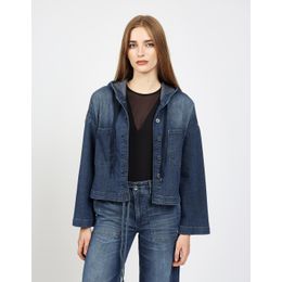 Jeansjacke Gang "94ALICE CAP LONG", Damen, Gr. L, cosy dunkelblau, Denim/Jeans, Obermaterial: 94% Baumwolle, 5% Elastomultiester, 1% Elasthan, Jacken Jeansjacke, mit Kapuze